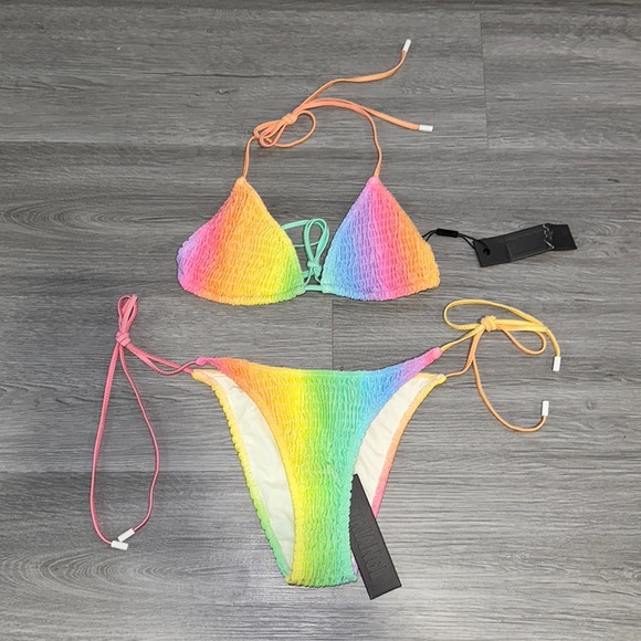 triangl swimwear | Swim | Rare Rainbow Triangl Ruffle String Swimsuit ...